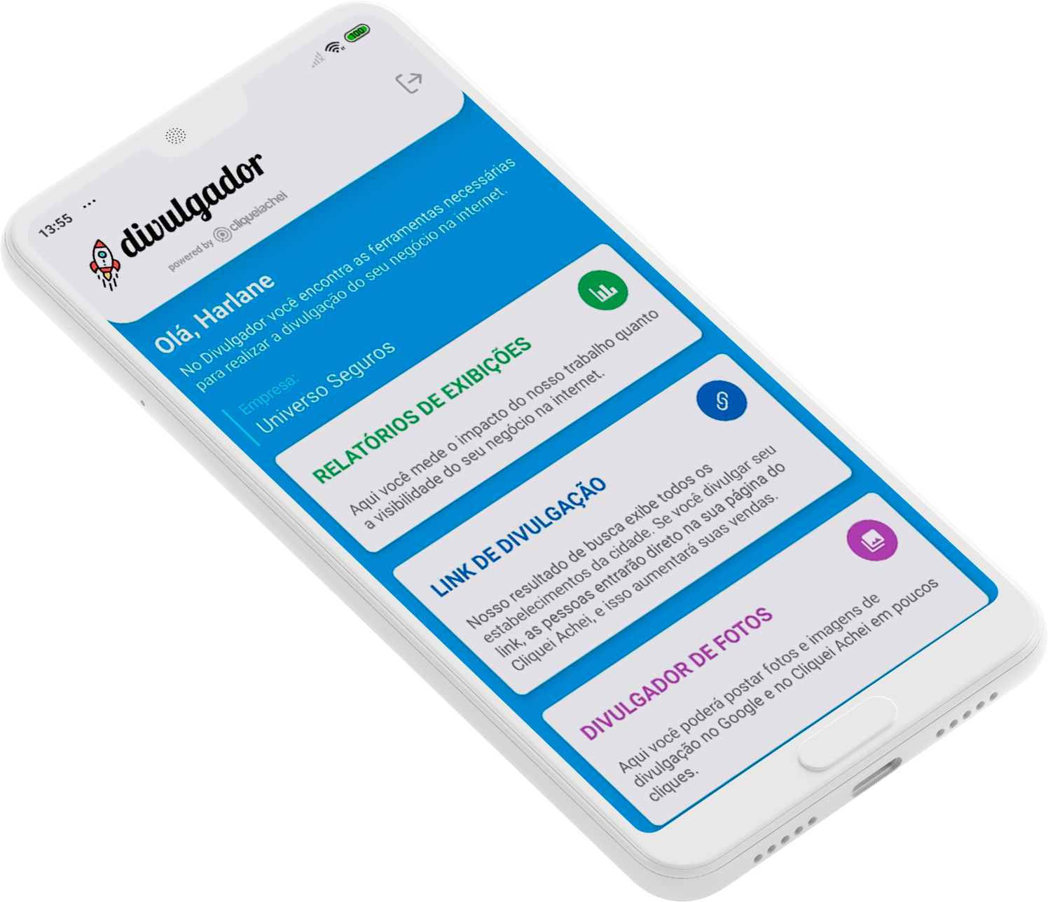 Divulgador | Baixe Grátis o Divulgador do Cliquei Achei no seu celular